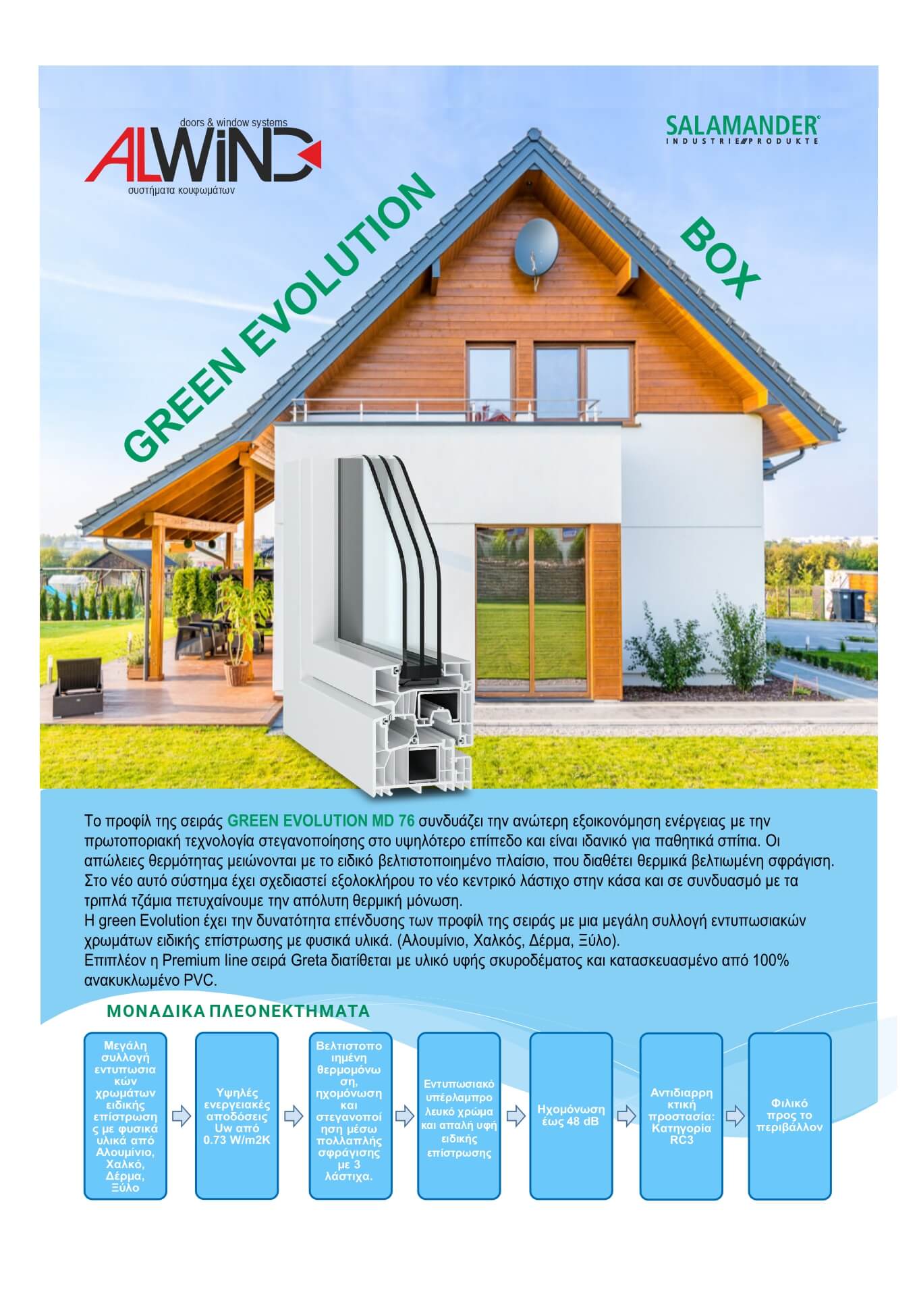 Salamander GreenEvo MD76 BOX - ALWIND Κουφώματα
